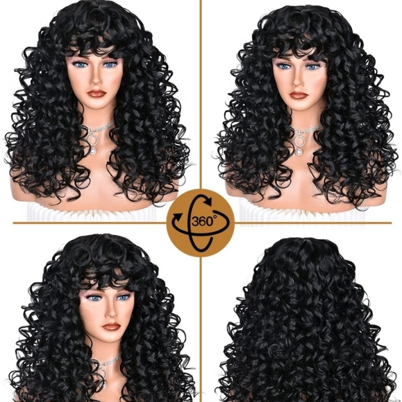 Accessories | Beautiful Curly Wig With Bangs | Poshmark